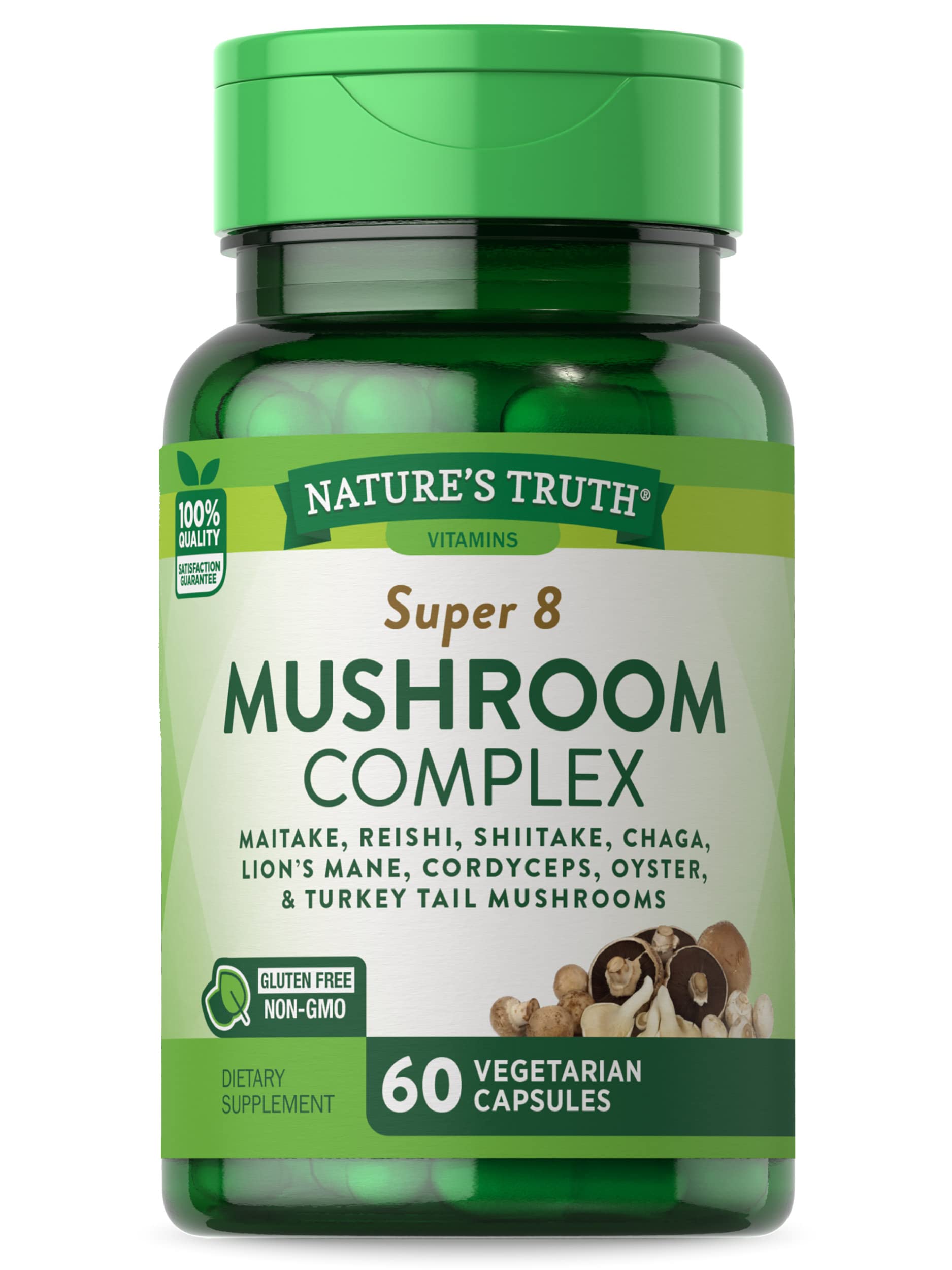 Nature's Truth Mushroom Complex Capsules | 60 Count | Full Spectrum Complex of Super 8 Mushrooms | Non-GMO, Gluten Free Supplement
