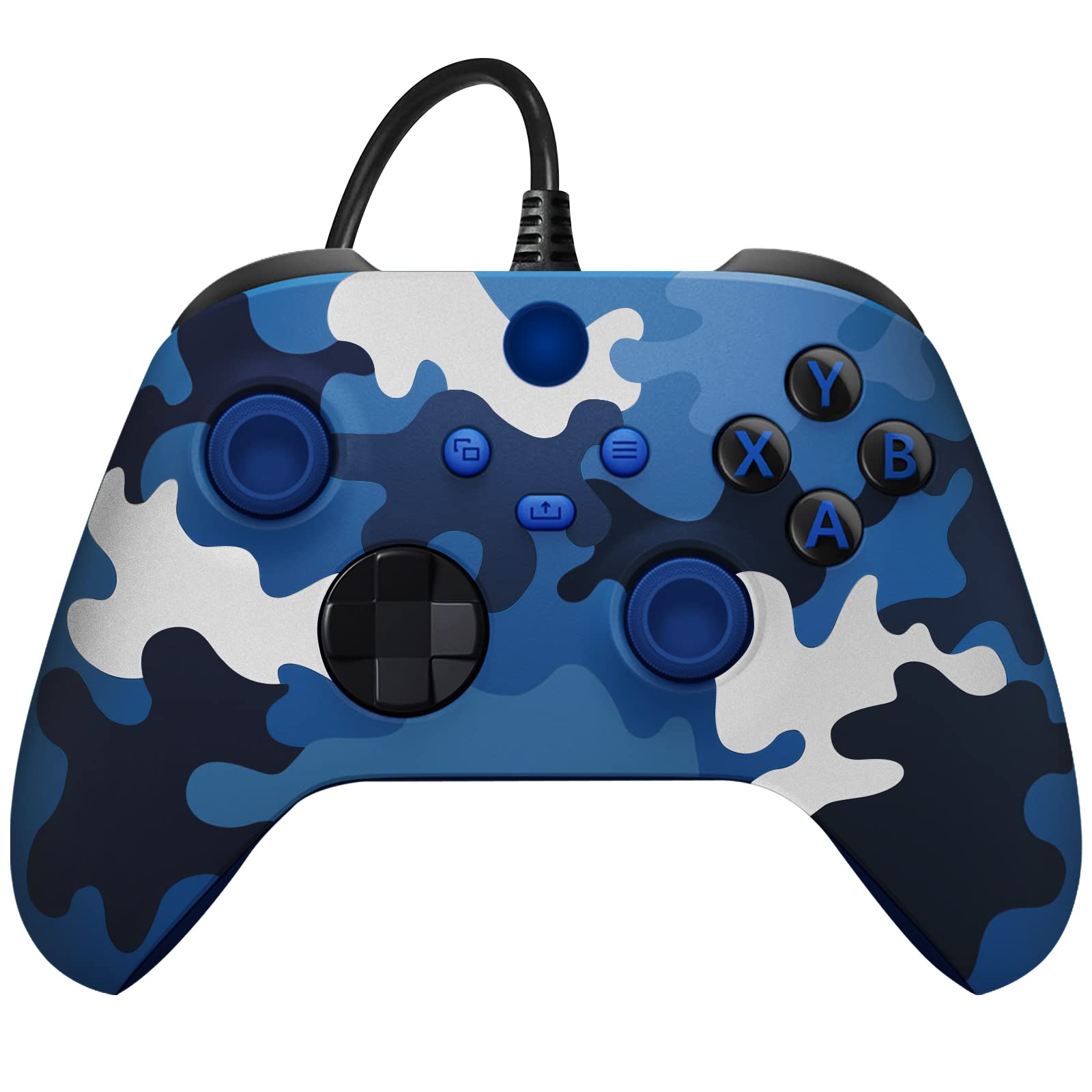 Wired Controller for Xbox Series X|S, Gamepad for Xbox One & Windows 10 PCs, Featuring Remappable Buttons, 3.5mm HiFi Headset Jack, Dual Motors, and 6-Axis Gyroscope - Camo Blue