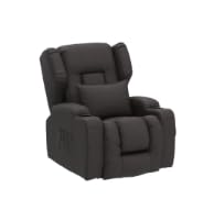 OBBOLLY Swivel Rocker Recliner Chair - Manual Glider Rocking Recliner Chair, Wingback Design 360° Swivel Lounge Chair with Lumbar Pillow, Cup Holders, Side Pocket for Living Room, Faux Leather, Brown