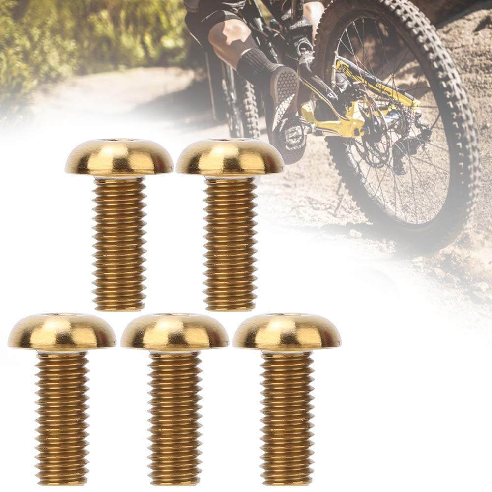 LetCart Bicycle Screw,Bike Stem Fixed Screws,5pcs / Pack Titanium Alloy M512 Bicycle Water Bottle Cage Bolts M510 Disc Brake Screws (M512Gold)