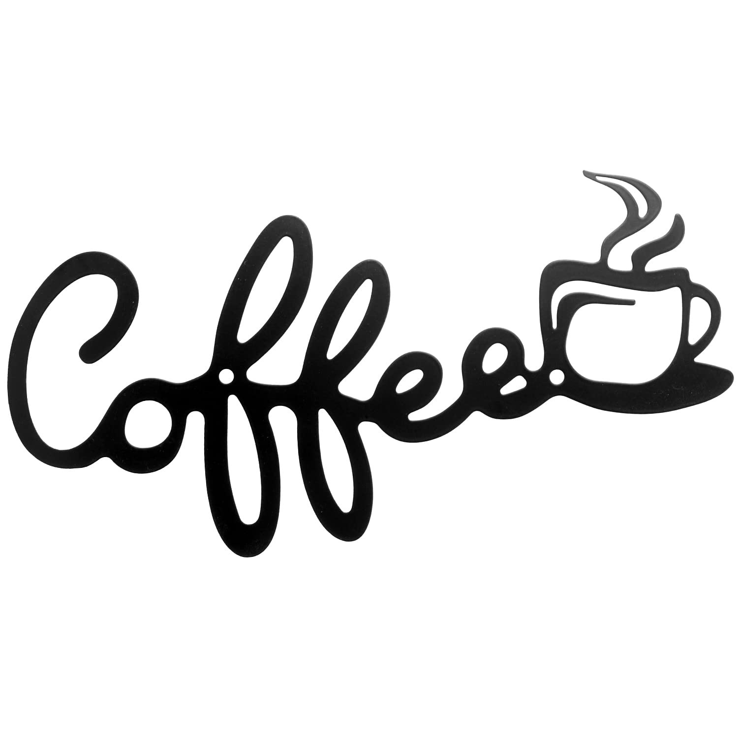 SwallowLiving 12”x6.6” Metal Cafe Kitchen Word Wall Art Black Coffee Cup Decor Coffee Bar Coffee Station Sign(coffeeB)