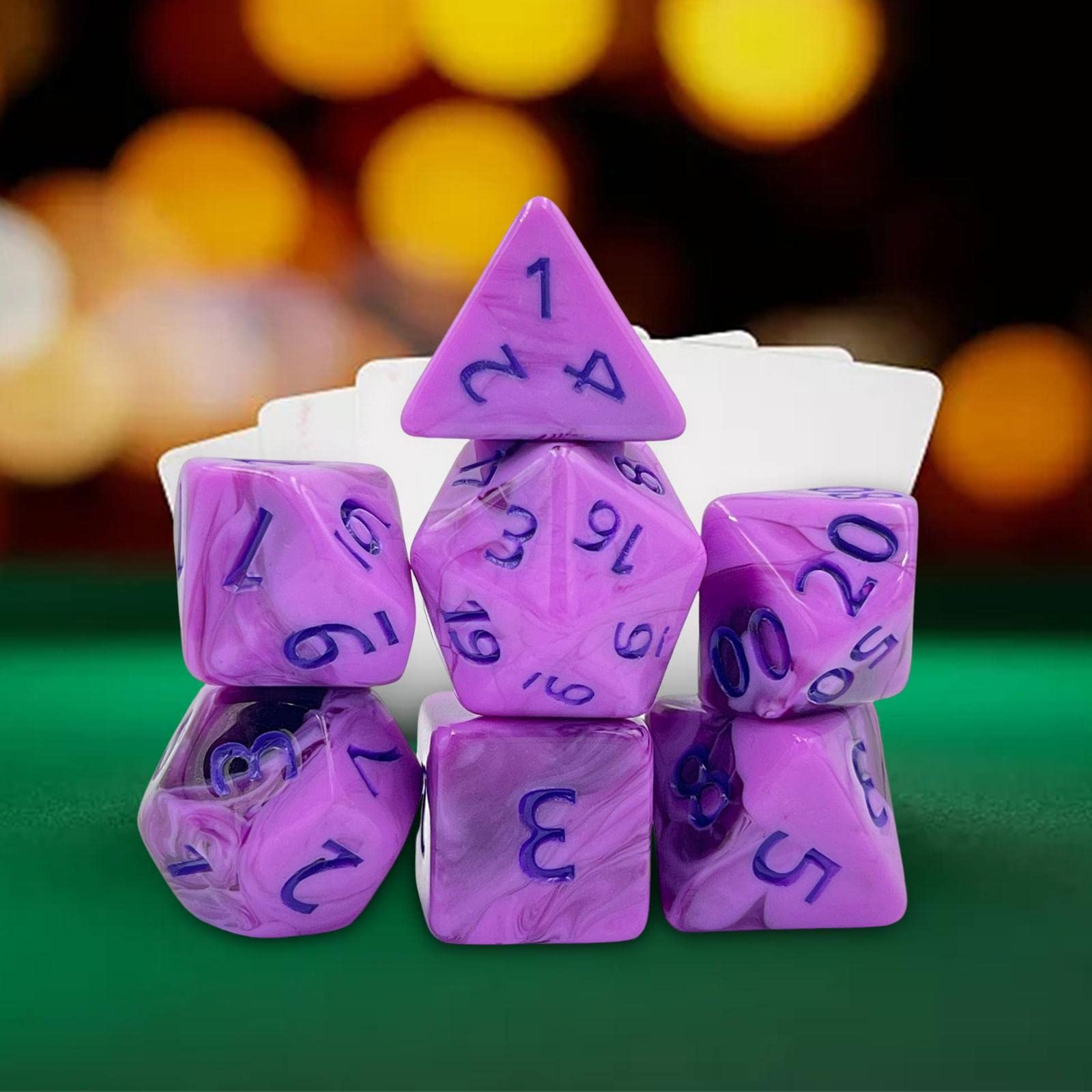 Vaveren 7Pcs Acrylic Polyhedral Dices Tabletop Games, Multi Sided Dices, RPG Dice Set for Party Supplies, Dark Violet