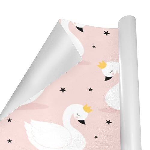 Veundei 3 Pack Gift Wrapping Paper Bundle Beautiful Swan Princess Wrapping Paper Roll Packing Paper Gift Wrap for Birthdays, Weddings, Party, Holiday, Baby Shower, 58 x22.8 Inch (9.18.sq.ft) per Roll