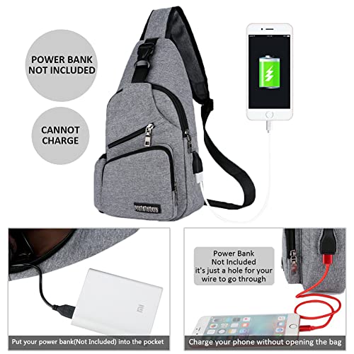 Peicees Sling Bag for Men Women Shoulder Bag Daypack with Bottle Holder