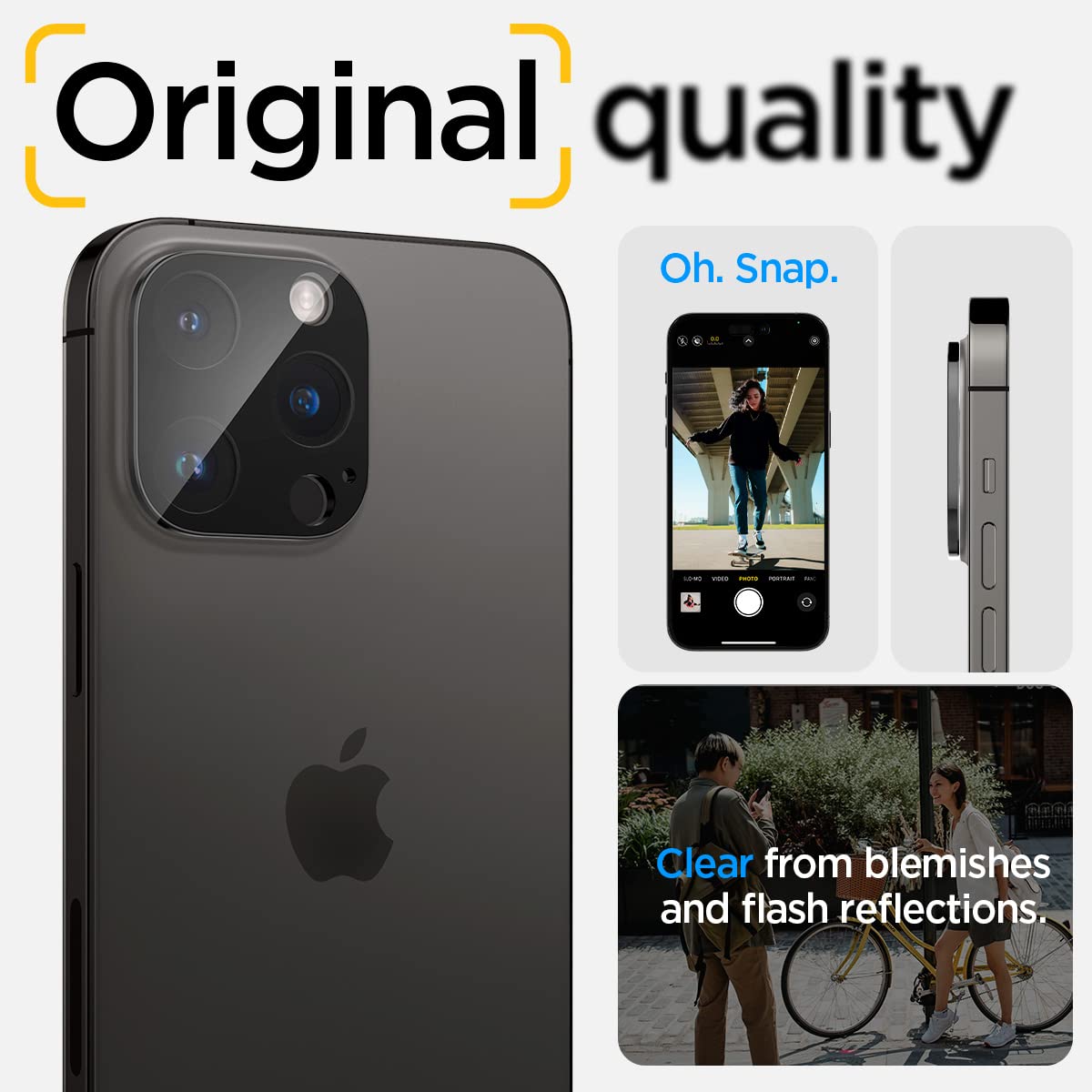 Spigen Camera Lens Screen Protector [GlasTR Optik] Designed for iPhone 14 Pro Max/iPhone 14 Pro [Case Friendly] - Black [2 Pack]