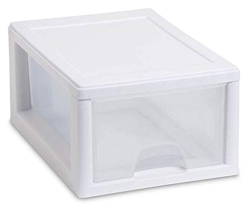 Sterilite 16 Quart Clear Plastic Stacking Storage Drawer Container Box (6 Pack) + 6 Quart Storage Drawer Container Box (6 Pack)