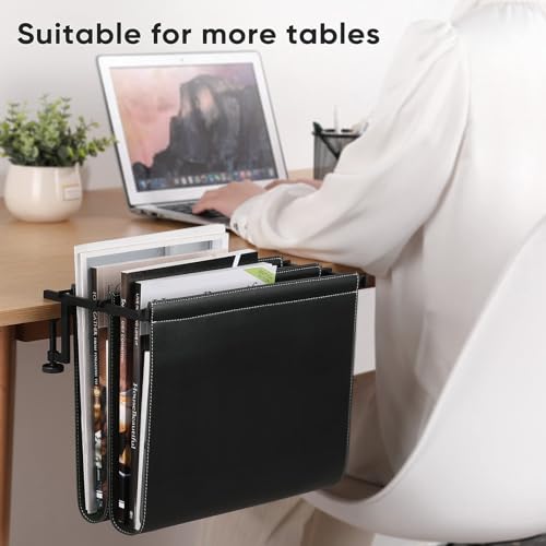 Nuslne Hanging Desk File Organizer, Vertical Hanging Desk Storage,Under Desk Storage,Sturdy File Holder and Laptop Holder for offices, homes, schools, Ideal Desk-Side Storage Solution,Fits A4-Size