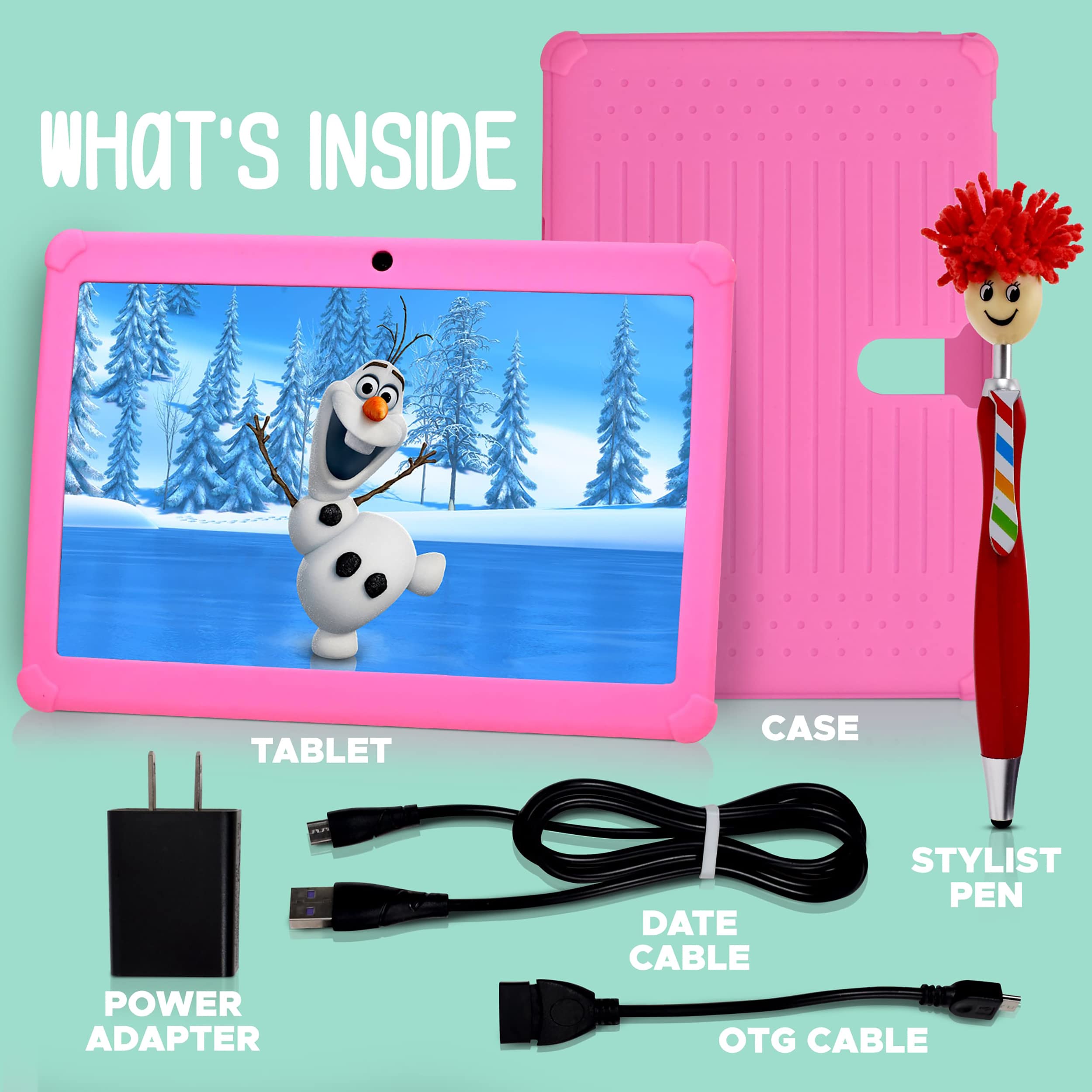 Pyle 10.1-Inch Android Tablet w/ 1080p HD Display, Dual Camera, WiFi Compatibility, Quad-Core Processor,10.1β Kids Tablet w/Stylus Pen 1GB RAM, 8GB Storage, Kid-Proof Cover (Pink)