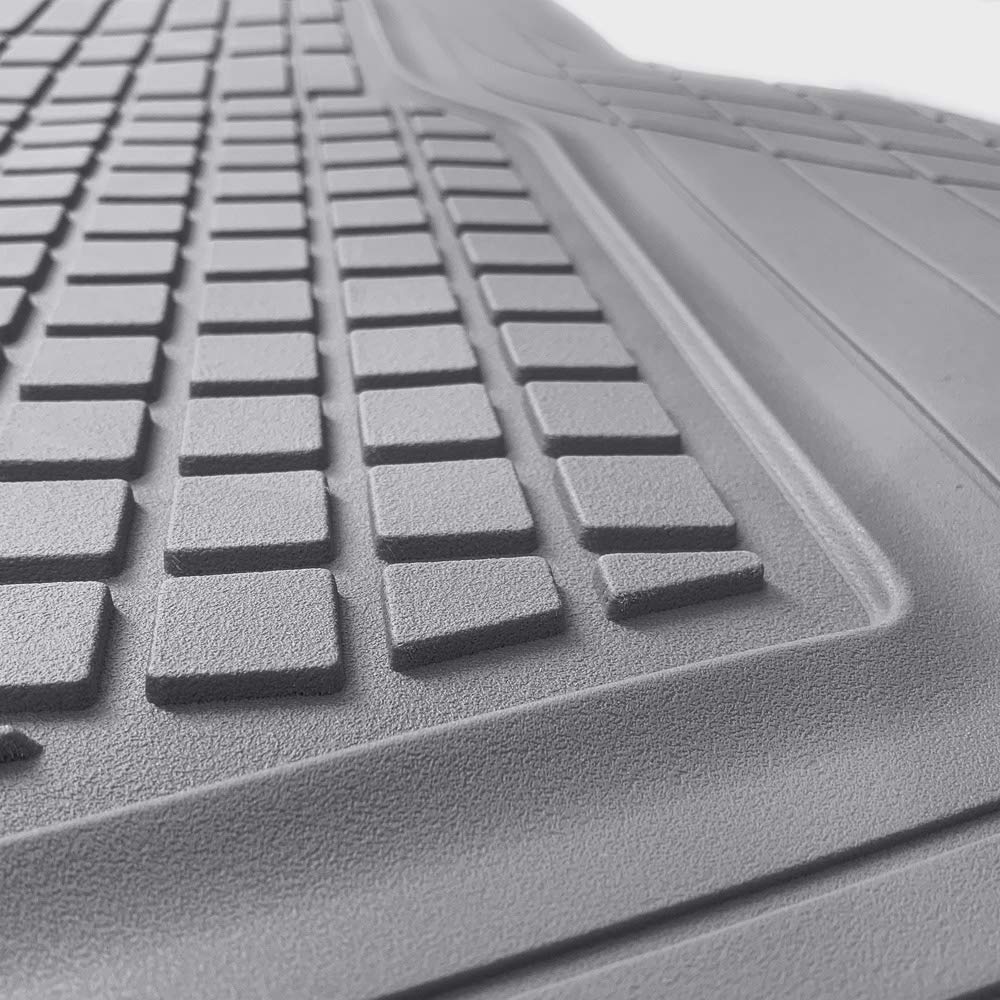 Motor Trend FlexTough Advanced Gray Rubber Car Floor Mats with Cargo Liner Full Set - Front & Rear Combo Trim to Fit Floor Mats for Cars Van SUV, All Weather Automotive Floor Liners