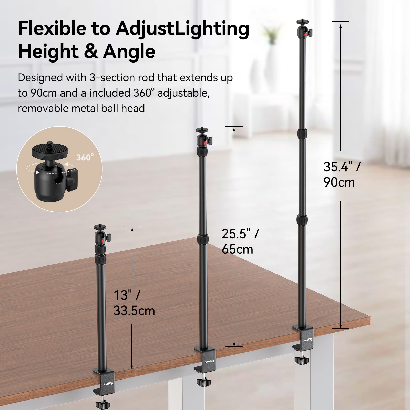 SmallRig Desktop Ring Light for Computer, Streaming Light with Desk Clamp and Phone Holder, for Vlogging, Live Streaming, Video Recording, Zoom Meetings, Gaming, YouTube, Tiktok 3998