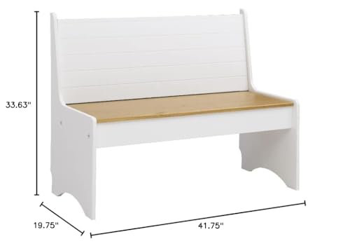 Linon Delk Wood 2 Tone Large Back Rest Bench in Honey and White