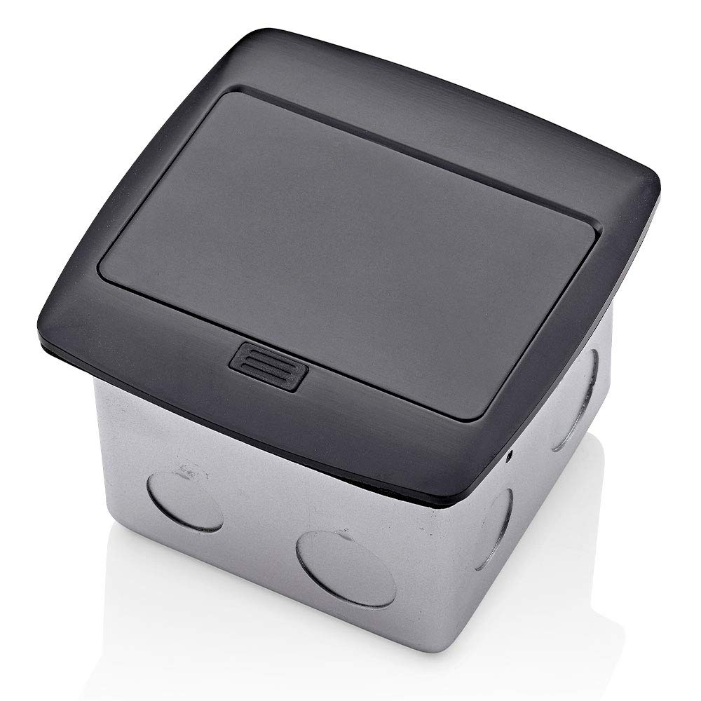 Leviton PFGF2-MB Pop-Up Floor Box with 20 Amp, Tamper-Resistant Self-Test GFCI Outlet, Black