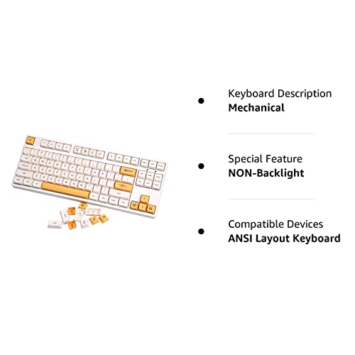 PBT XDA Profile 140 Keys Keycaps Dye Sublimation ANSI Layout Milk & Bee Theme Keycaps for Mechanical Gaming Keyboard Cherry MX Switches (Milk & Bee)