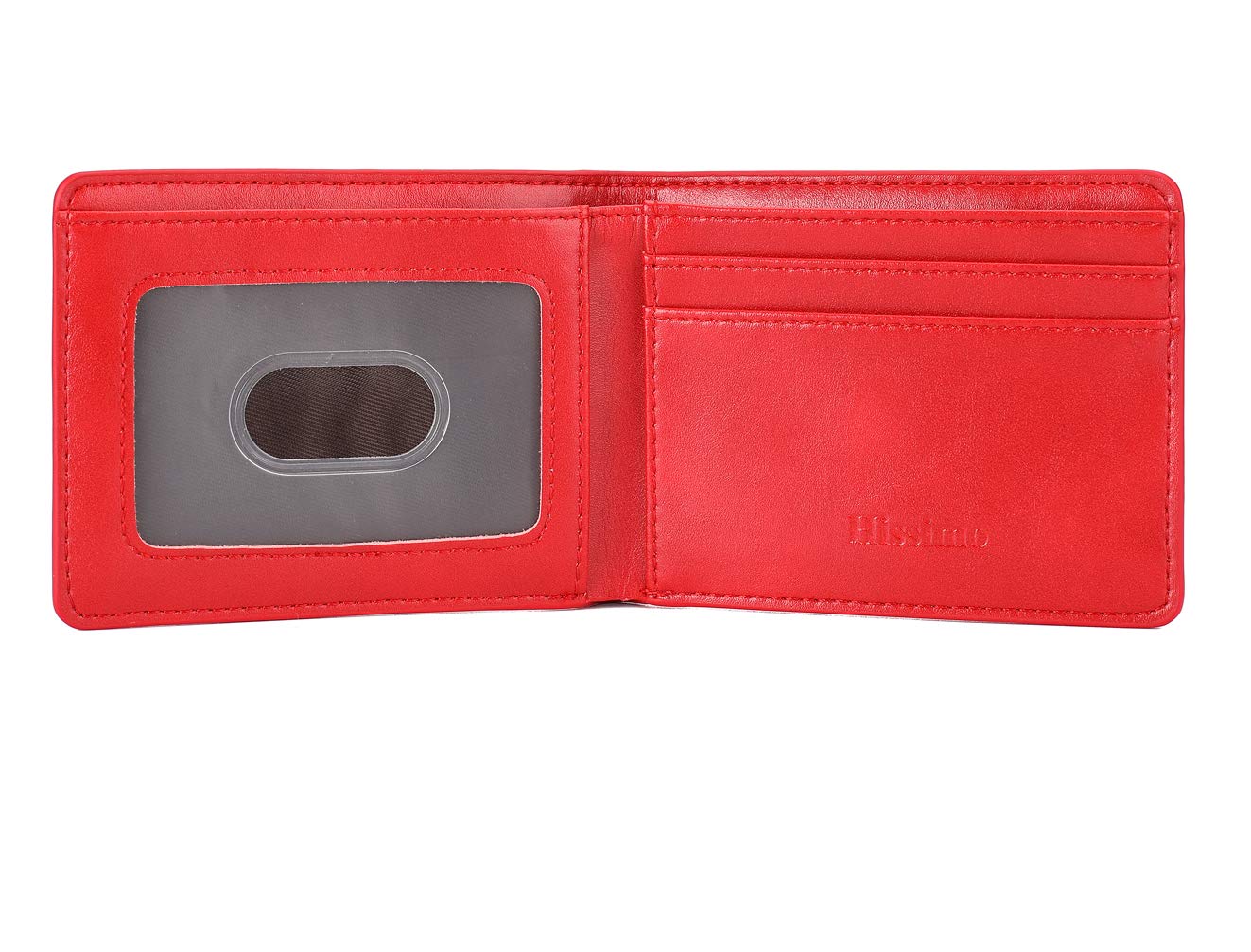 Mens Slim Front Pocket Wallet ID Window Card Case with RFID Blocking - Red