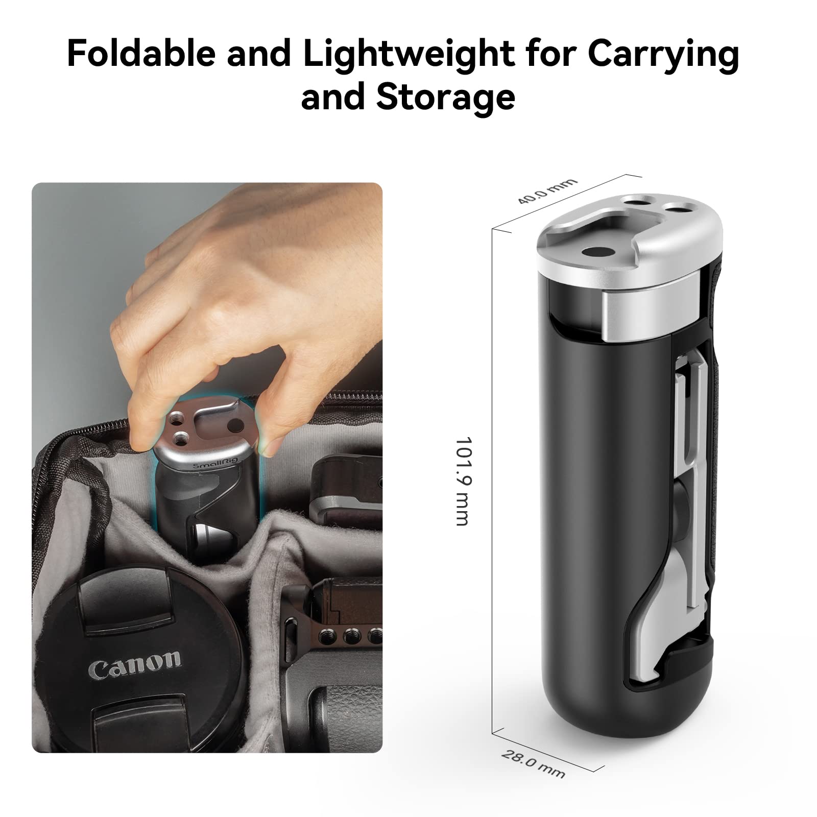 SMALLRIG Side NATO Handle, Foldable Camera Handle Grip, Left and Right Design Grip with Easy Lock, Lightweight Only 108g, Max Load 5kg β 3922