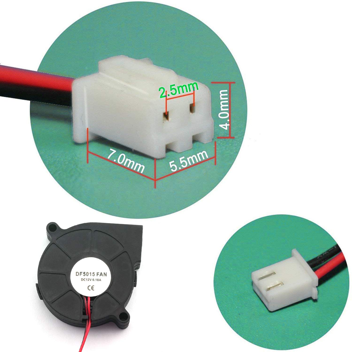 Magic&shell 4-Pack DC 12V 3D Printer Cooling Fan 5015 2Pin Brushless Turbo Blower Cooling Fan 50x50x15mm