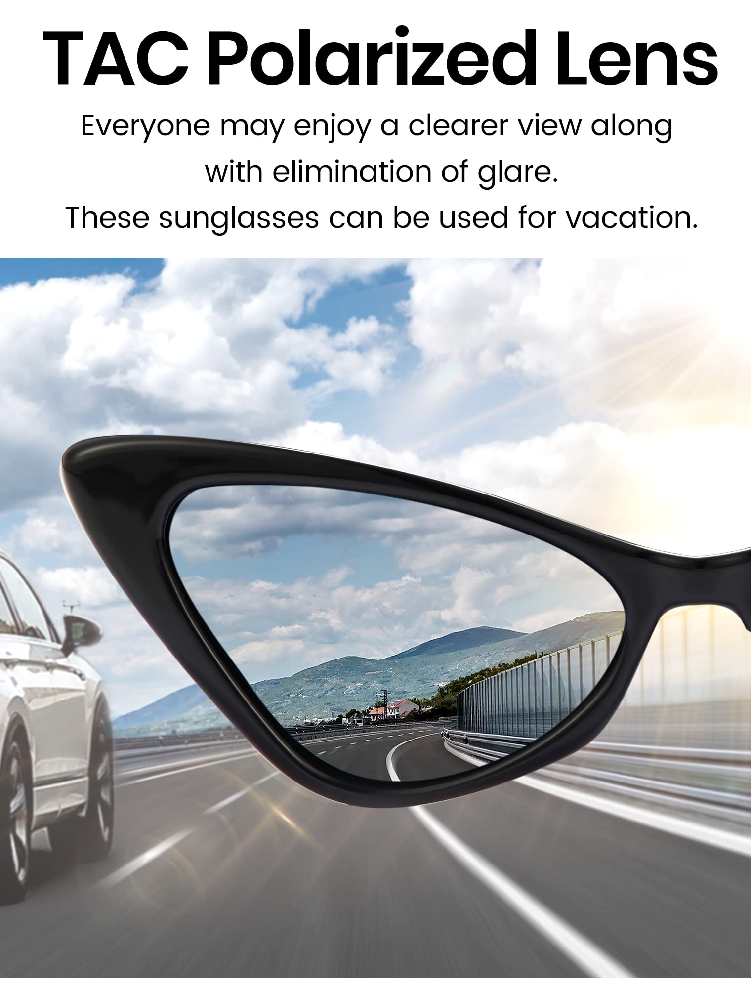 Veda Tinda Vision Oversized Cat Eye Sunglasses for Women Retro Trendy Acetate Frame Fun White Sun Glasses C22S04
