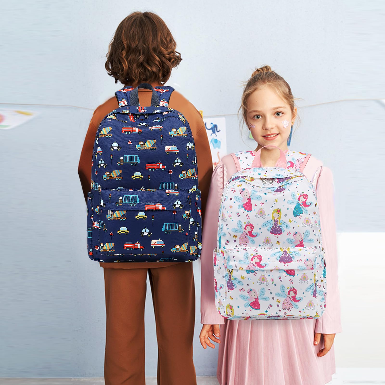 LOIDOU Kids Backpack Girls Preschool Kindergarten Elementary Backpacks with Lunch Box Kids Fairy School Bags BookBag Set