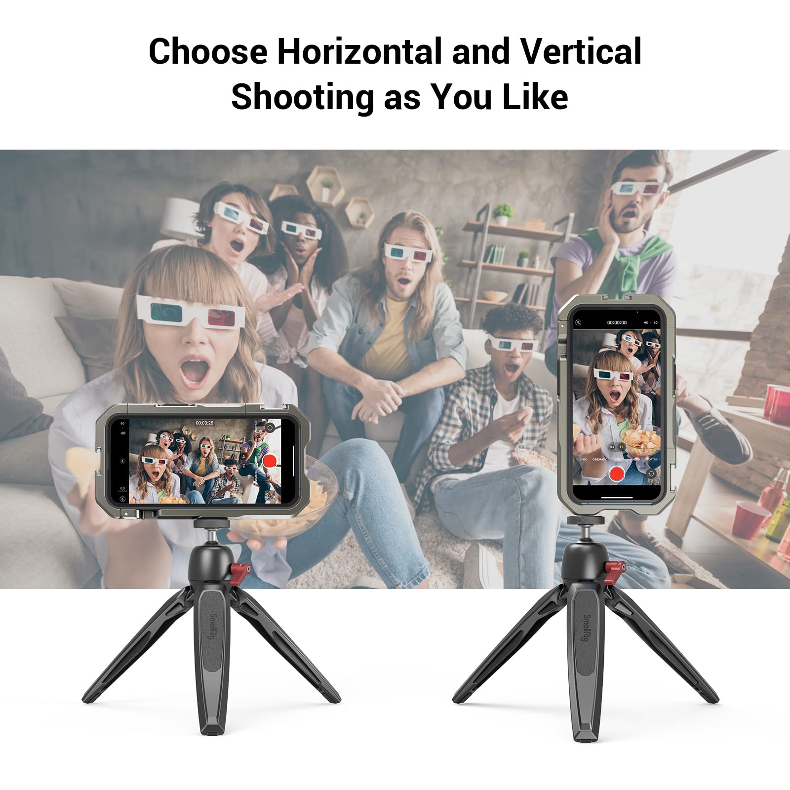 SmallRig Video Rig Kit for iPhone 13 Pro with Side Handles, Aluminum Mobile Phone Stabilizer Kit with Dual Cold Shoe, Smartphone Video Rig Set for Filmmaking/Videography/Live Streaming-3746