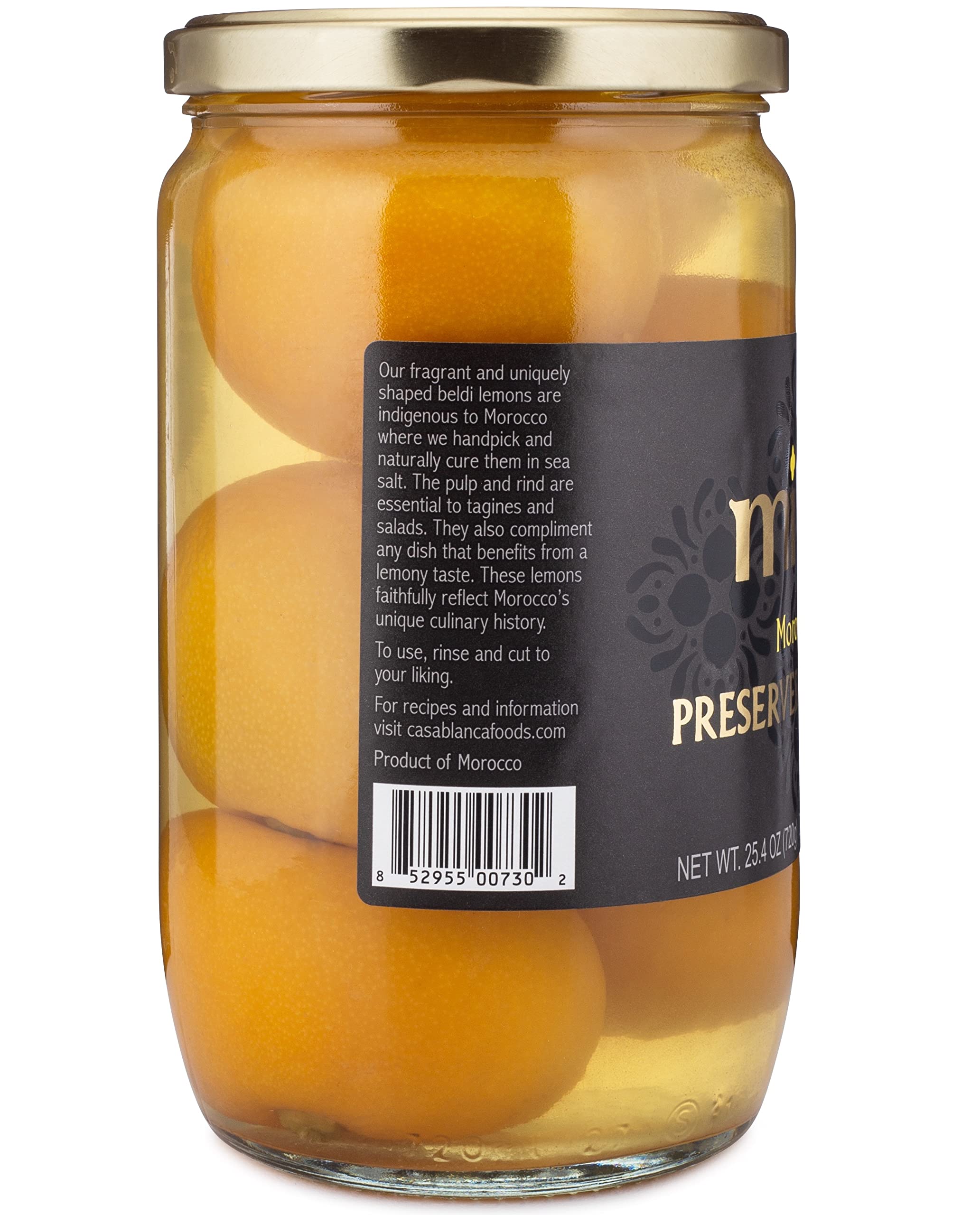 Mina Preserved Lemons, Authentic Moroccan Gourmet Preserved Beldi Lemons, 25.4 Ounce