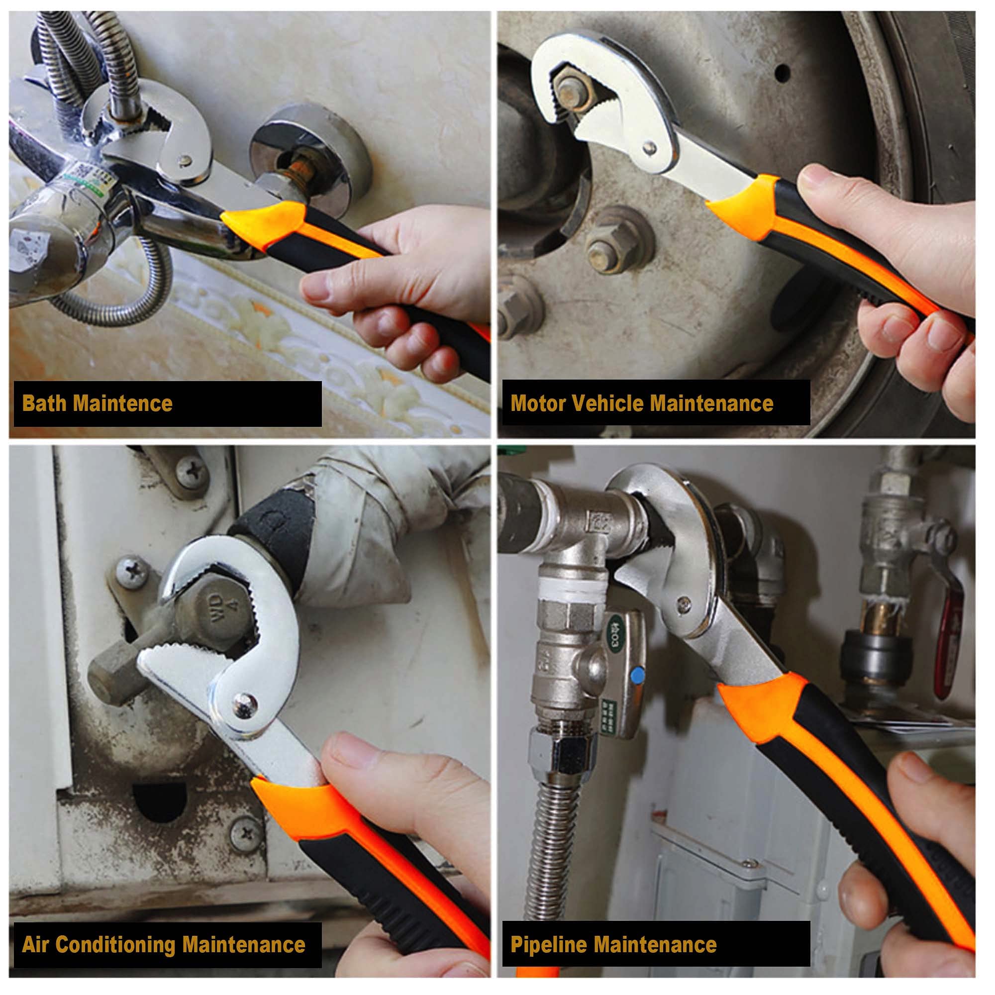 n/m J.H. Metal Multi-function Portable Universal Wrench Set with Rubberized Anti-Slip Grip 9-32mm - Adujustable Wrench (2PCS)