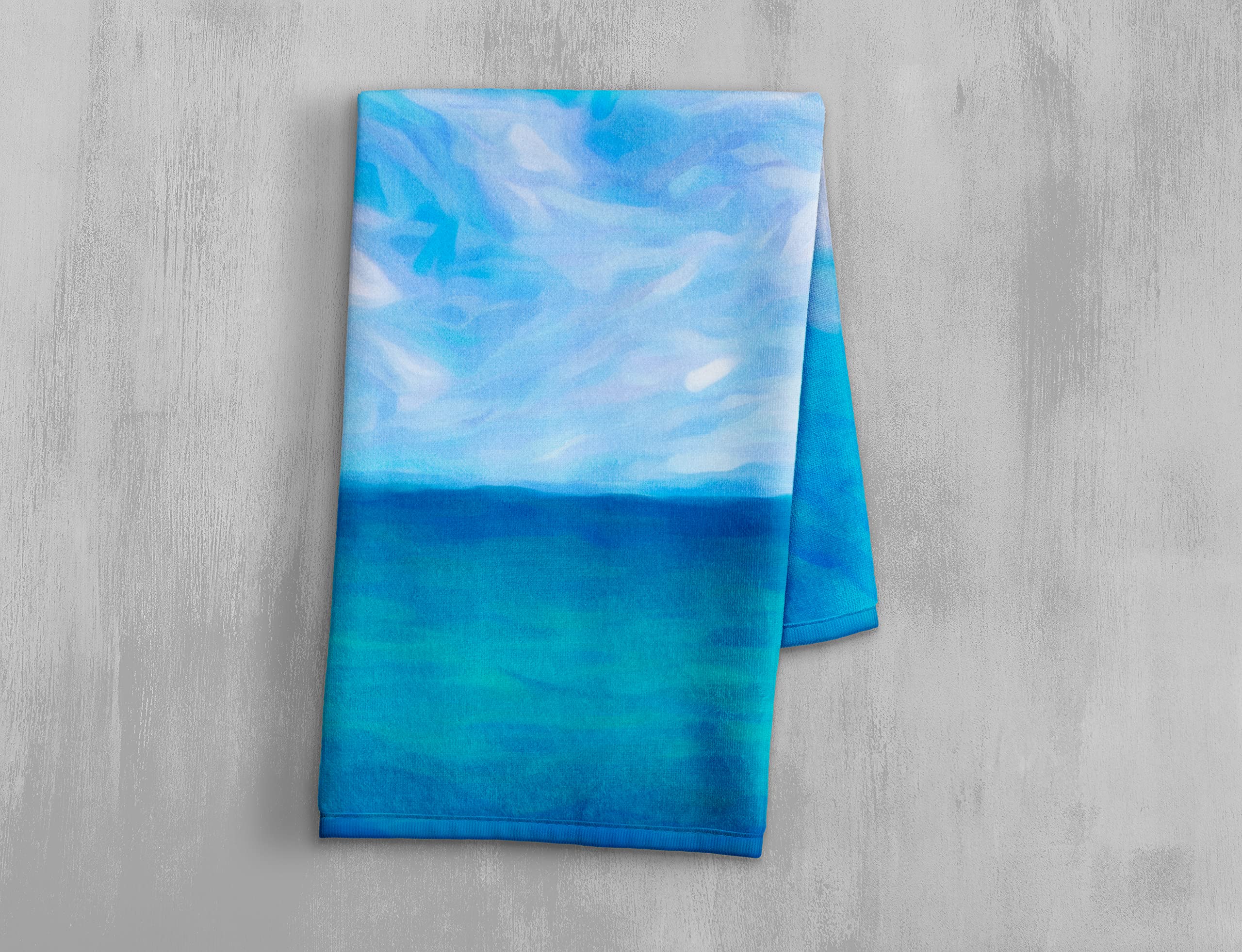 Ocean Horizon Hand Towel - Ocean View Kitchen Towel - Bathroom Hand Towel - Cotton Terry Cloth - 15"x25"