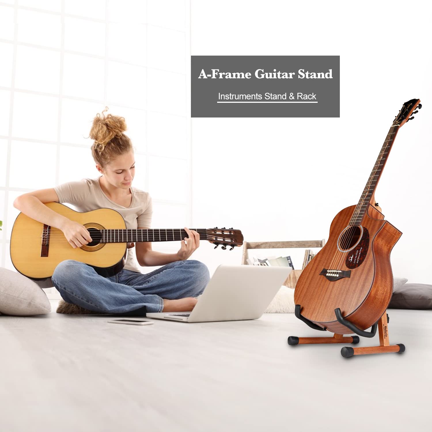 Neboic Guitar Stand, Wood Acoustic Guitar Stand, Electric Guitar Stand,Bass Classic banjo Guitar Stand, Portable Guitar Stand Holder for Multiple Guitars, Guitar Accessories