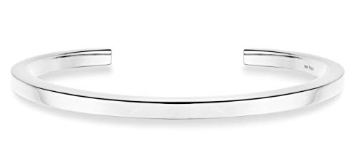 Miabella 925 Sterling Silver or 18Kt Yellow Gold Over Silver Italian 4mm Squared Cuff Polished Bangle Bracelet for Women Men Bracelet Made in Italy (sterling silver, 8 Inch)
