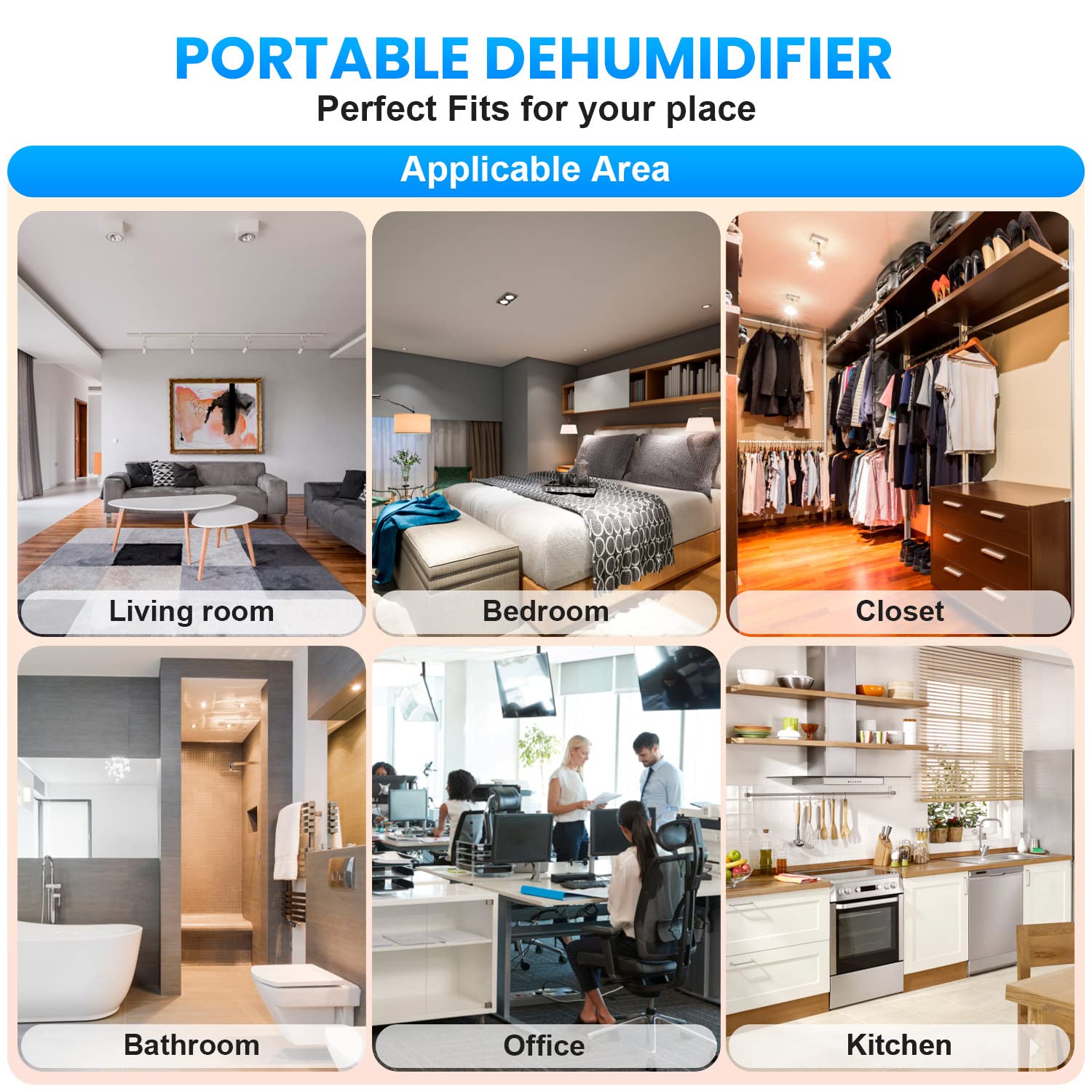 Terrug 550 Sq.Ft 106oz Dehumidifier 3000ml Portable Ultra-Quiet Effective Dehumidifiers with Auto-Off, Basement, Cabinet and Bathroom (Black)
