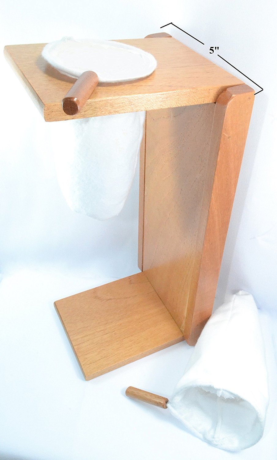 Ticoland Chorreador,Costa Rica Handmade Foldable Wooden Stand Coffee Maker,Included:1 Large+1 Medium Reusable Cloth Filters (Colador,Bolsa),Model:El Plegable-200,Color:Natural Wood