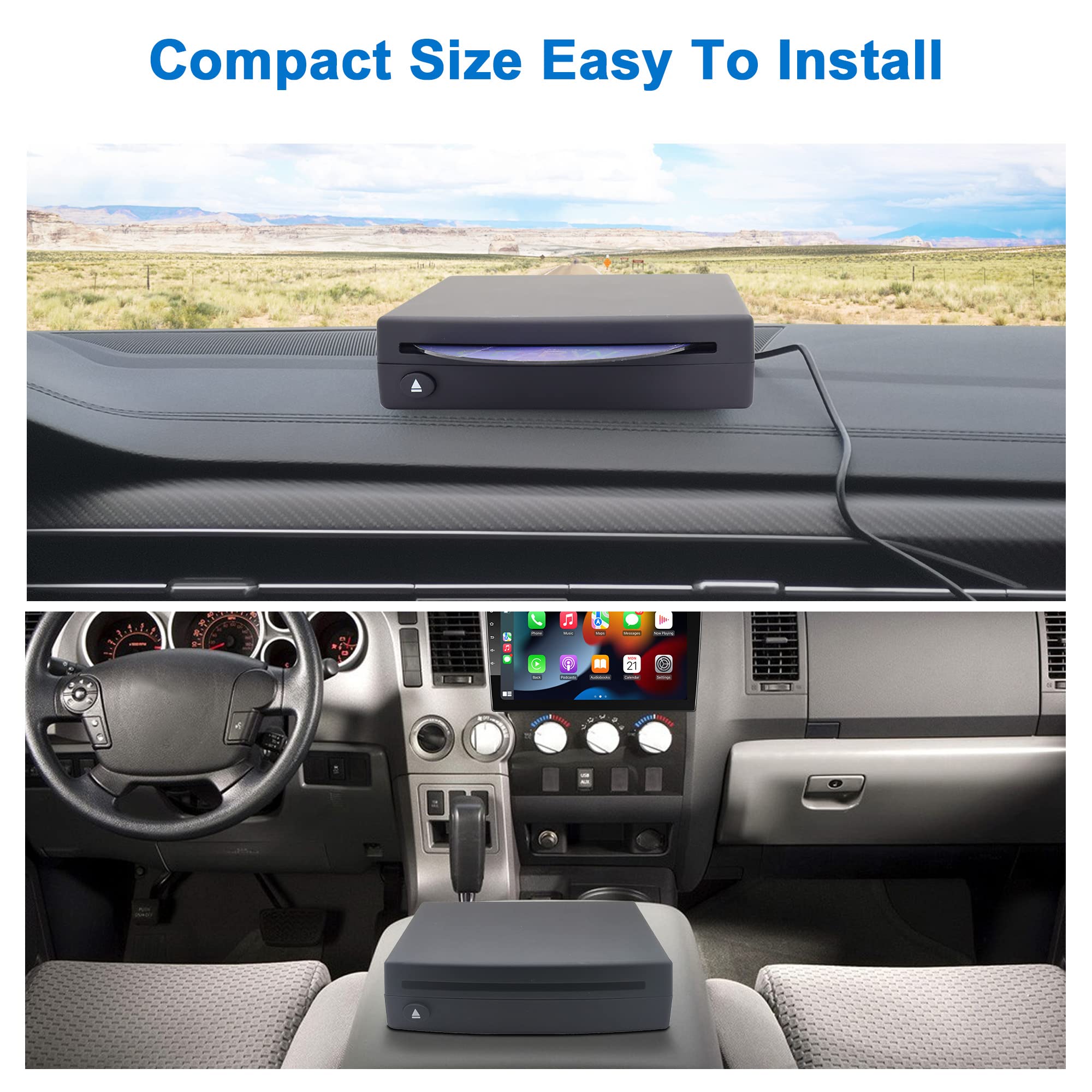 Vehicle External USB Car CD Player, Add on Portable CD Player for Car Only Fit Android Car Stereo/Radio with USB Port Plug and Play(Android Version 6.0 and above)