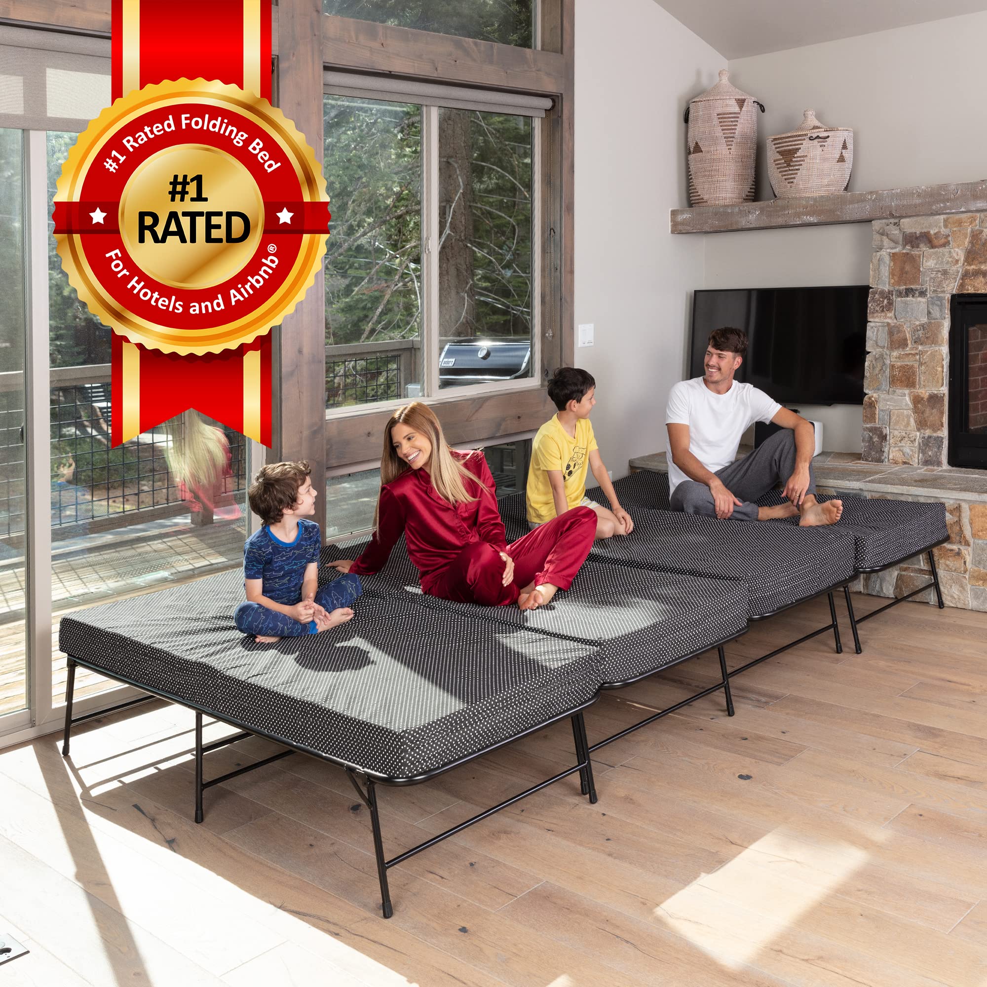 LiteBed™ Folding Bed with Memory Foam Mattress - Portable Twin Fold Up Bed with Storage Bag - Luxurious Hideaway Foldable Bed with Frame - Foldaway Guest Bed for Adults & Kids - NO-RISK 100-DAY TRIAL