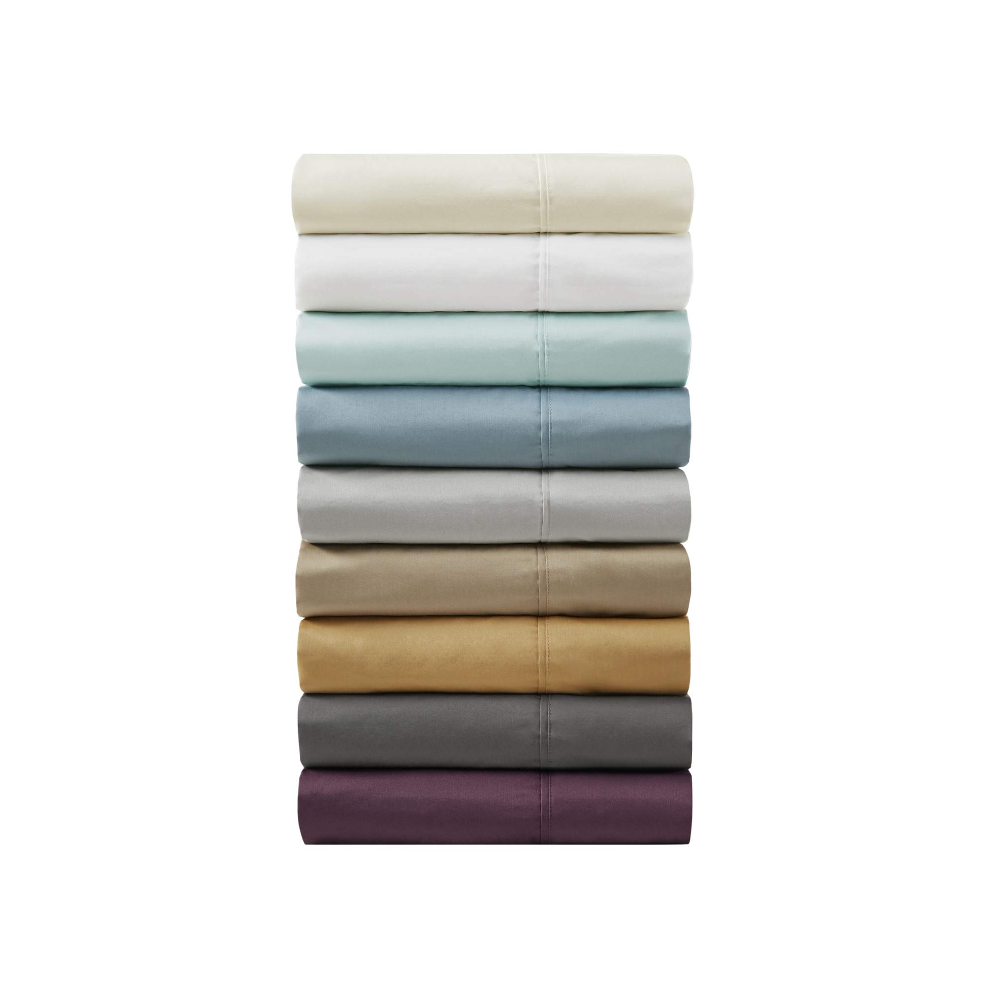 Madison Park 600 Thread Count Luxurious Hypoallergenic Ultra Soft Breathable 100% Pima Cotton 4 Piece Sheet Set, Queen, Plum