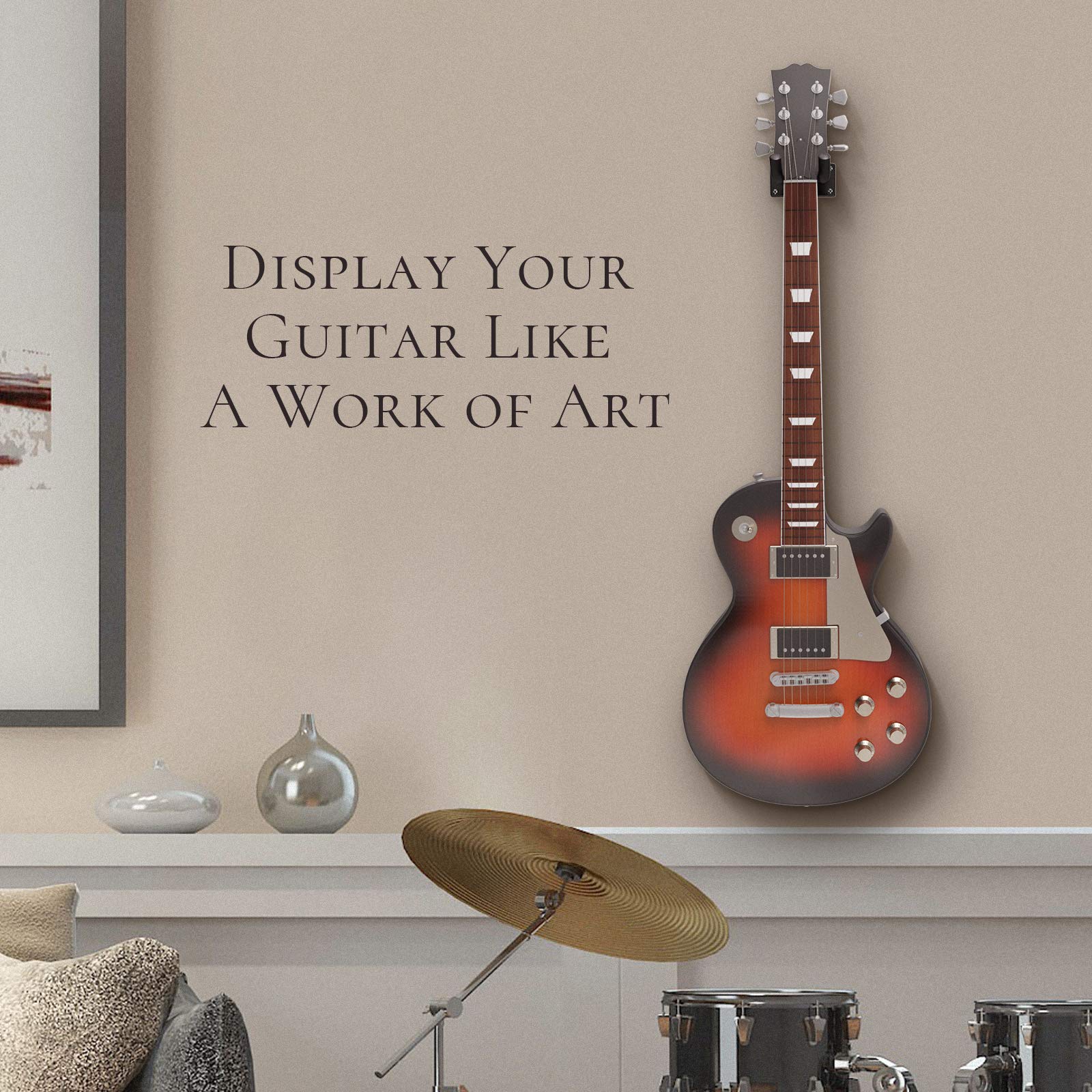 N - A 2-Pack Guitar Wall Hanger,Metal Guitar Hook,Wall Hook Holder Standfor All Size Guitars Bass Mandolin Banjo Ukulele Acoustic and Electric Guitars Classical Guitar and All String Instruments