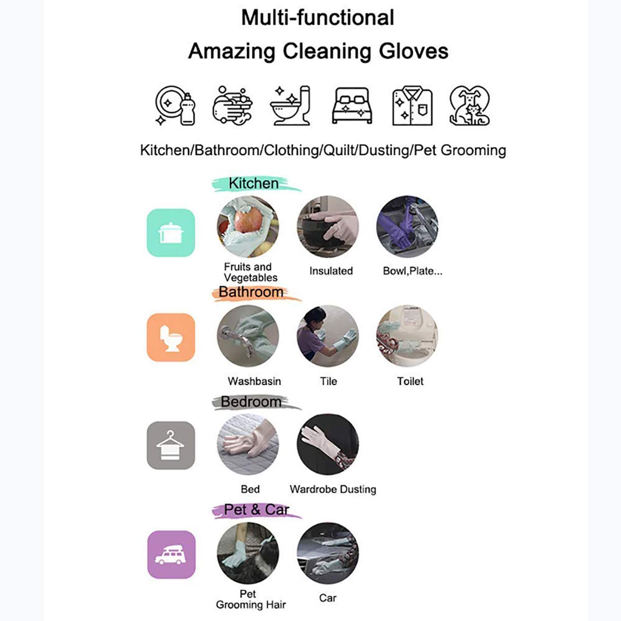 Magic Dishwashing Cleaning Sponge Gloves Reusable Silicone Brush Scrubber Gloves