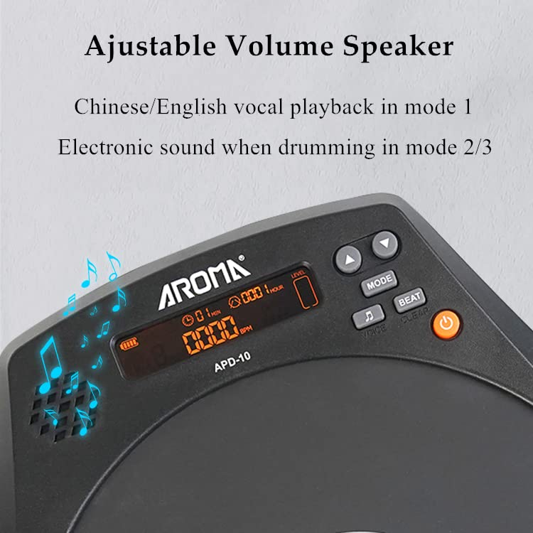Smart Electronic Drum Pad with Display Metronome Speed Vocal Count Rechargeable Pink