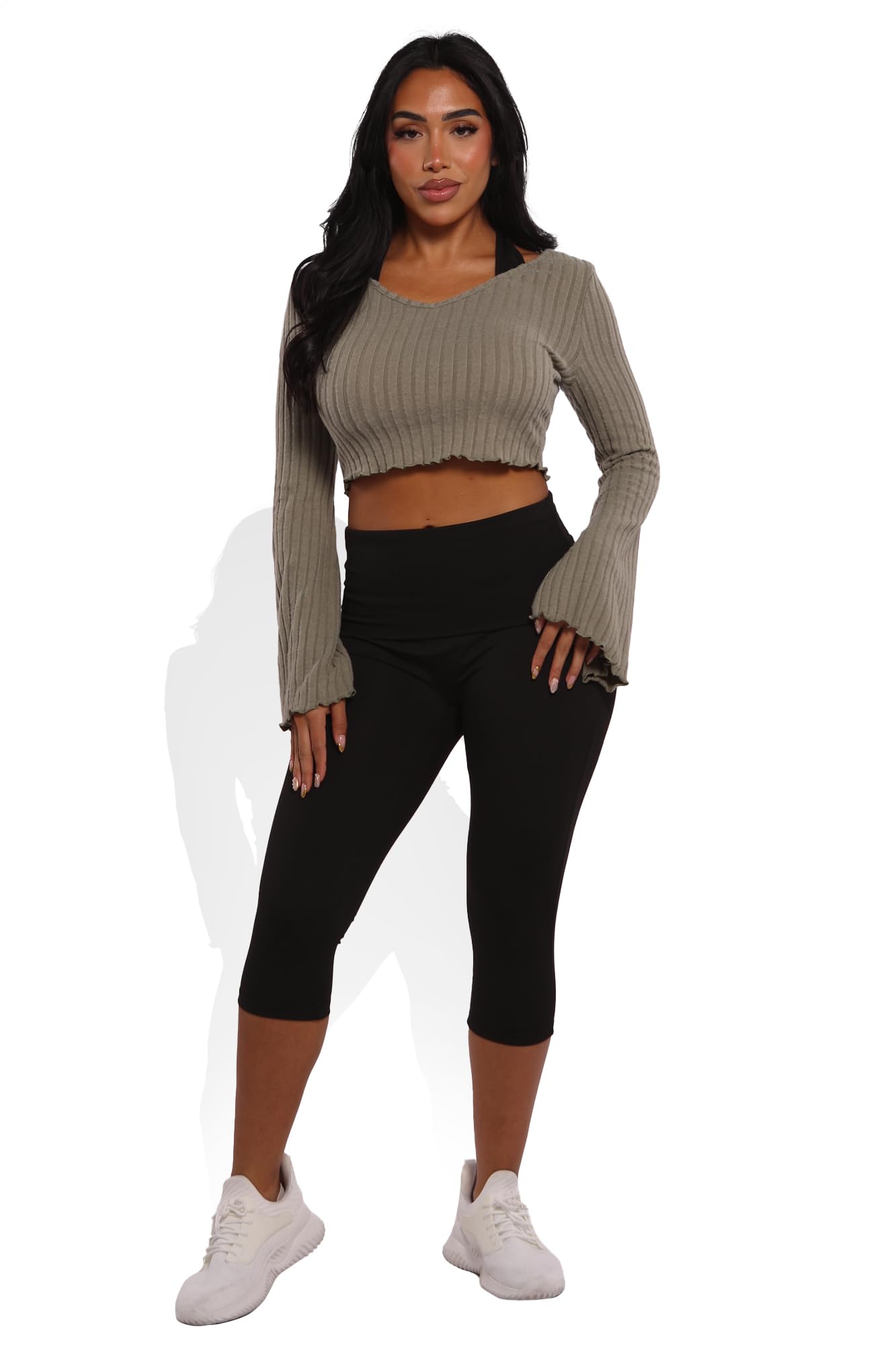 ShoSho Womens High Waist Tummy Control Butt Sculpting Leggings Athletic Workout Yoga Pants with Side Pockets Lightning Print Black/White Large