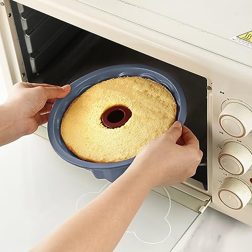 YASYU Silicone Fluted Tube Cake Pan,Non Stick Swirl Cake Baking Mold with Handle,Perfect Bakeware for Jello, Gelatin, Bread,7.5 inch Baking Pan, BPA Free