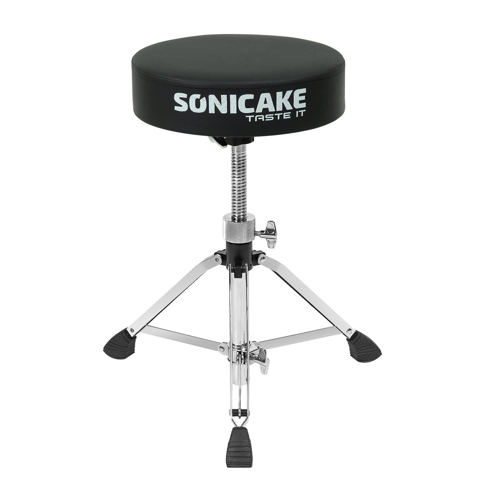 SONICAKE Drum Throne Adjustable Drum Stool Foldable with Anti-Slip Padded Seat Black