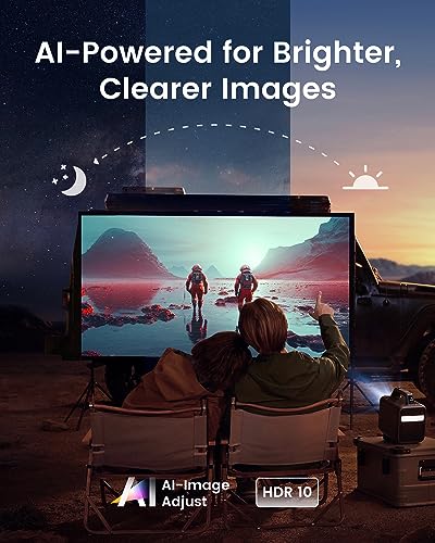 NEBULA Mars 3 Outdoor Portable Projector, 1000 ANSI Lumens, AI-Powered Image, Built-In Battery with 5 Hour Playtime, Android TV, 200 Inch Home Theater, Camping, Road Trip, Backyard, or Anywhere