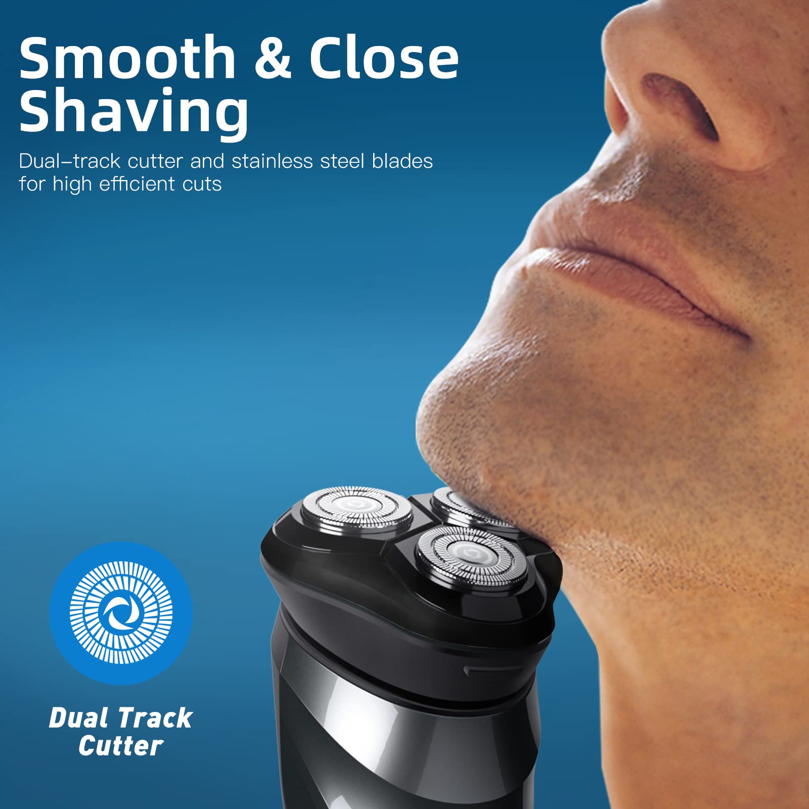 Men's Electric Shaver - LOBINH 3D Rechargeable Waterproof IPX7 Wet & Dry Shaving Electric Razor for Men with Pop-up Sideburn Trimmer