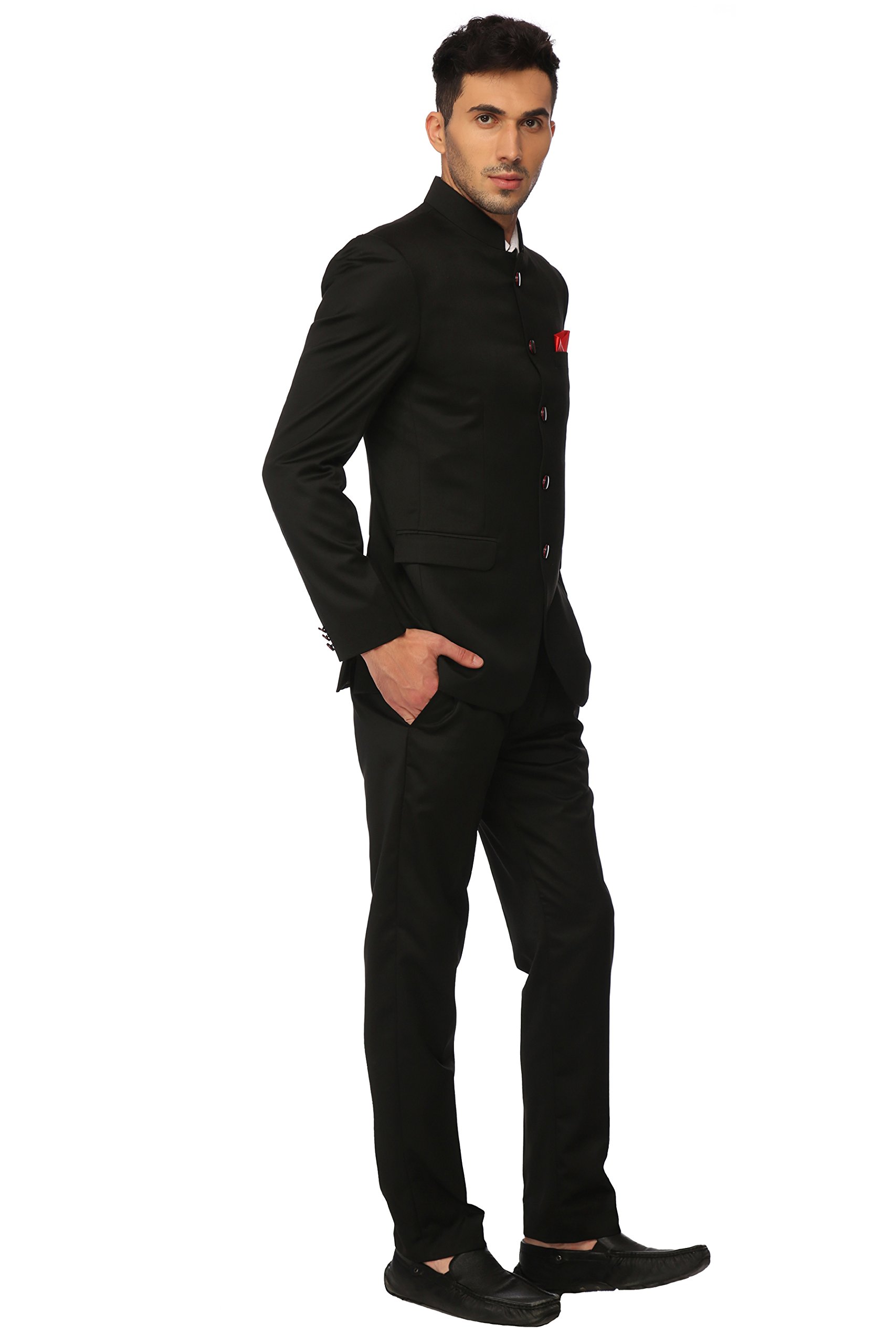 Men's Ethnic Contemporary Wedding Bandhgala Jodhpuri Suit Set-3 Colors Available Black