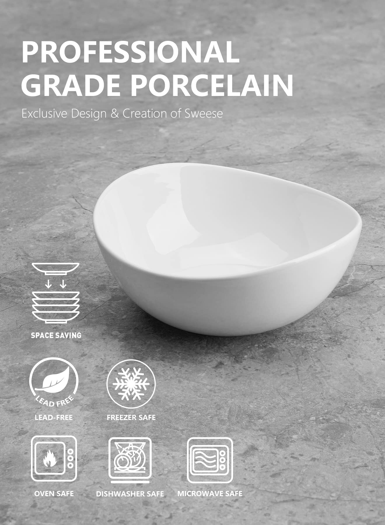 Sweese 18 Ounce Cereal Bowls & 28 Ounce Pasta Bowls Set of 6