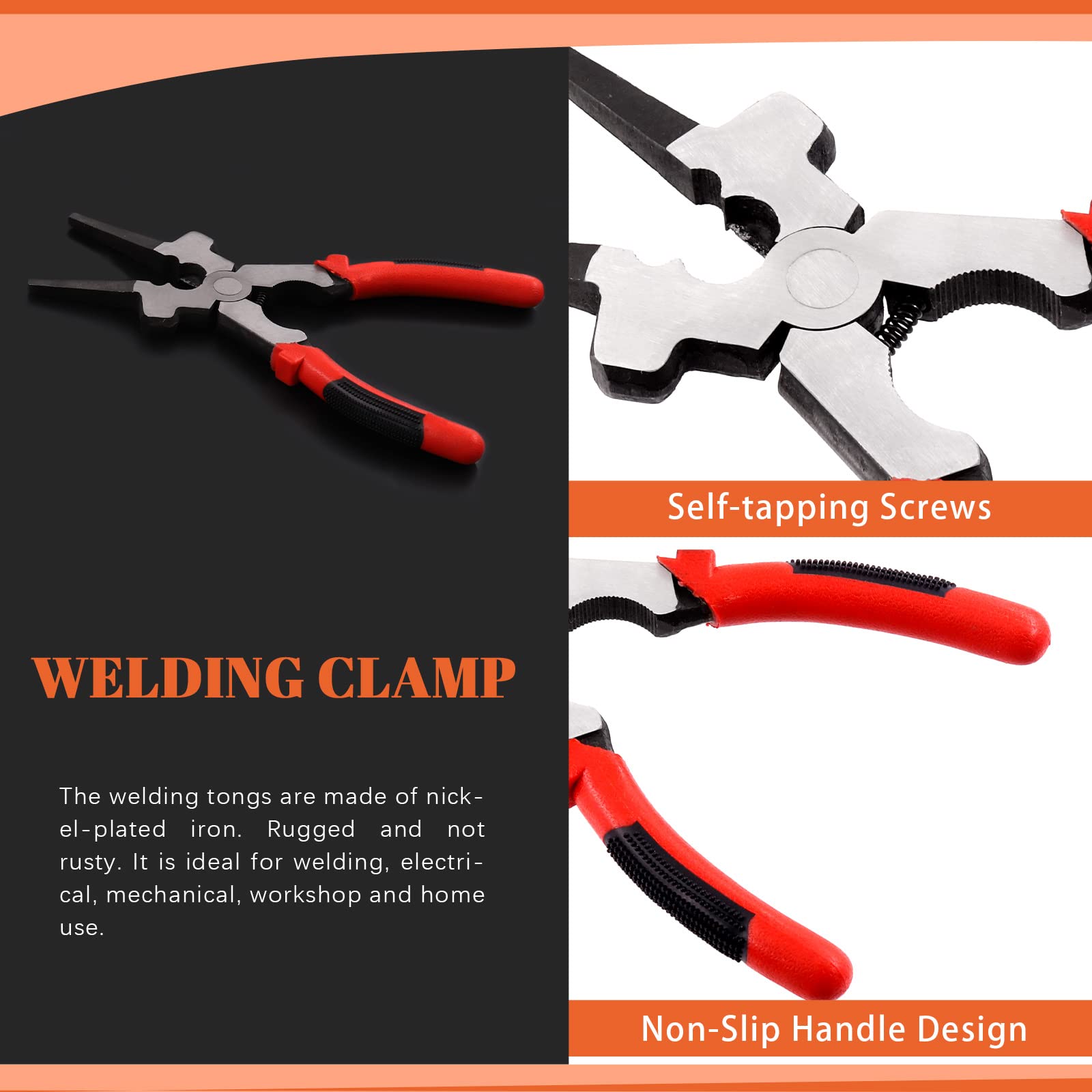 Tanstic 3Pcs 8 Inches Mig Welding Pliers with Stainless Steel Wire Gauge Welding Gauge Set, Multifunctional Welding Pliers for Wire Cutting, Metal Sheet Thickness Gauge Wire Cable Sheet Gauge