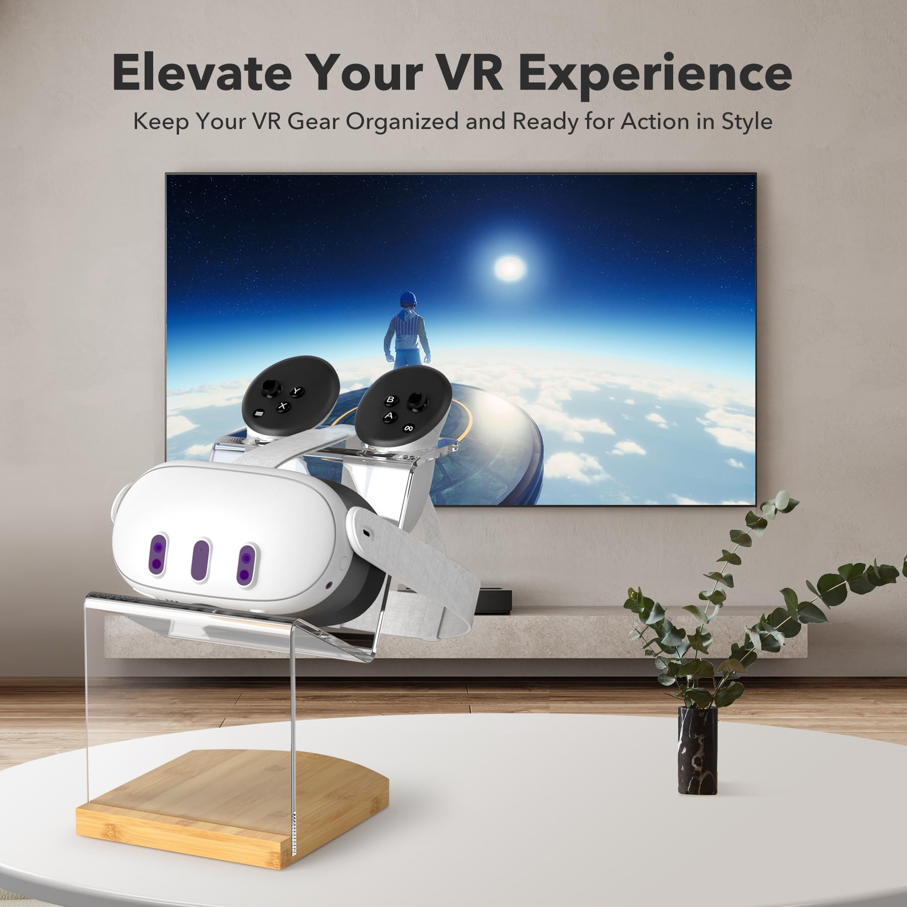 VRMASTER VR Stand Accessories Compatible with Quest Meta Quest 3 Acrlic Display Holder for Quest 2 Touch Controllers Accessories