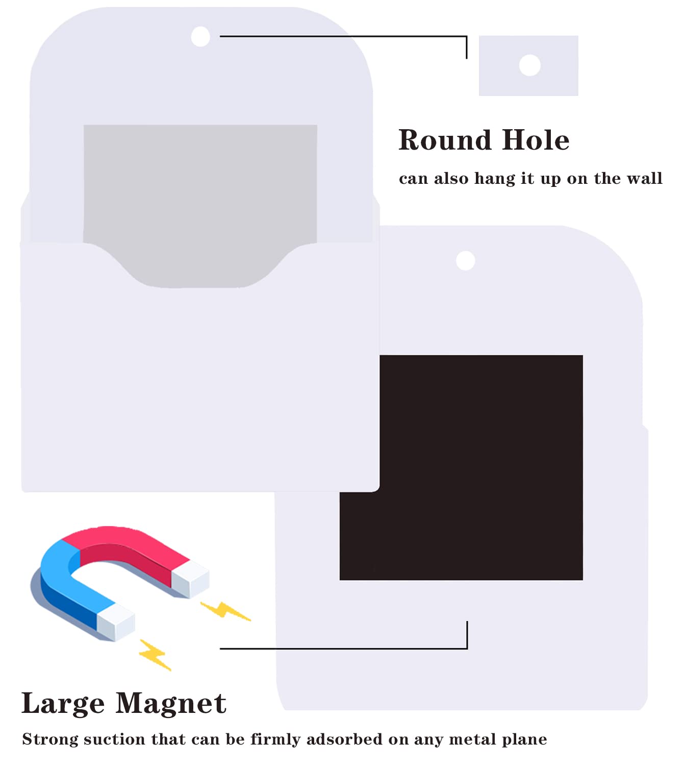 Magnetic File Holder, 2 Pack Magnetic Paper Holder for Refrigerator, File Cabinets and Fridge, Magnetic Pocket Wall Hanging File Organizer, Magnetic File Folder Case for Mail Letter Notebook Planners