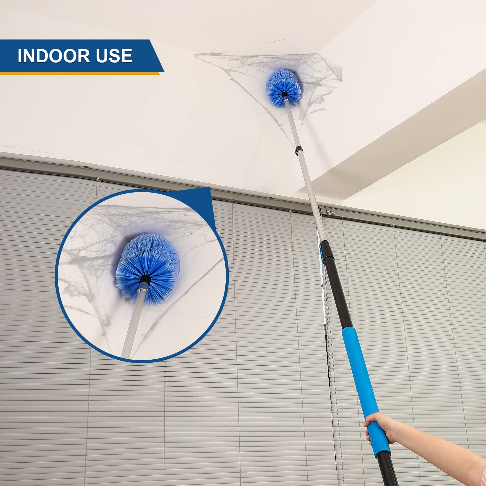 VITEVER Twist-On Cobweb Duster Head Brush, Fits Standard 3/4 inch Threaded Poles, Attachment Brush, Spider Web Duster Brush for Outdoor & Indoor Cleaning