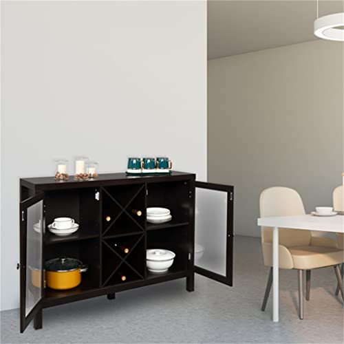 YDXNY Kitchen Sideboard Cabinet FCH Clear Double Door with X-Shaped Wine Rack Sideboard Entrance Cabinet Brown