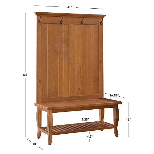 Linon Santa Fe Hall Tree, 40"W x 17.99"D X 64.02"H, Natural