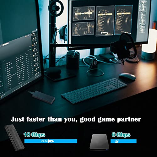 Viupolsor 2 in 1 Type C to M.2 NGFF NVME to USB3.0 3.2 10G SSD Enclosure Solid State Drive Box+HUB